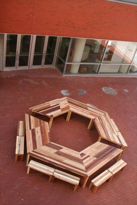 DIY Pallet Hexagonal Table with Benches
